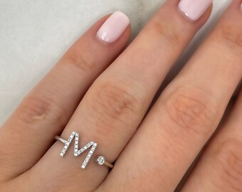14k Letter M Ring - Etsy