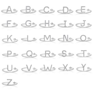 Open Cuff Initial Letter M Diamond Ring 14k Gold Dainty Initial Letter ...