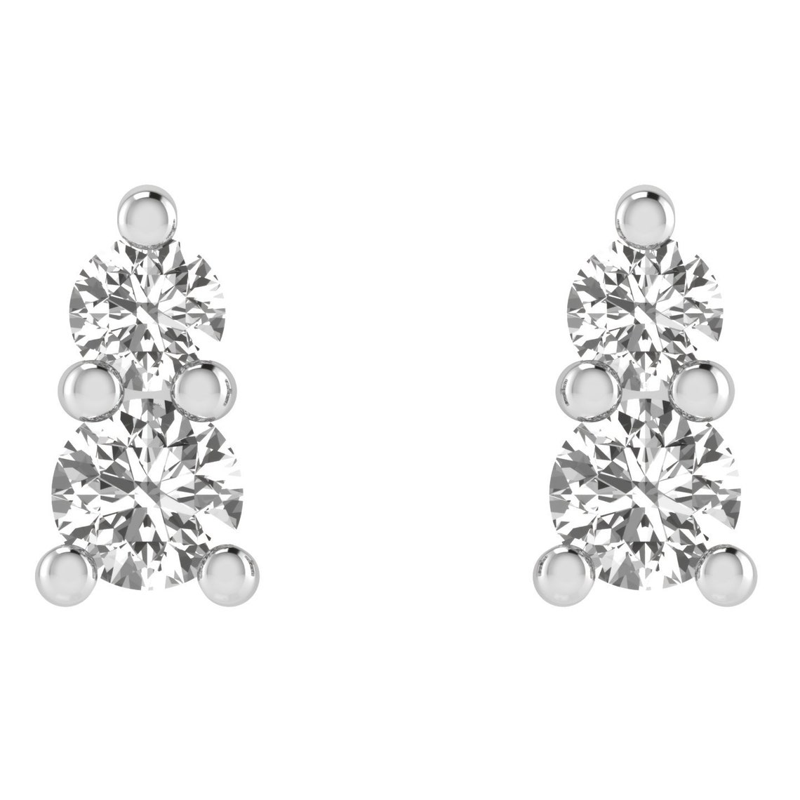 14k Solid Gold 1/4ctw Diamond Two-stone Earrings - Two Stone Studs ...