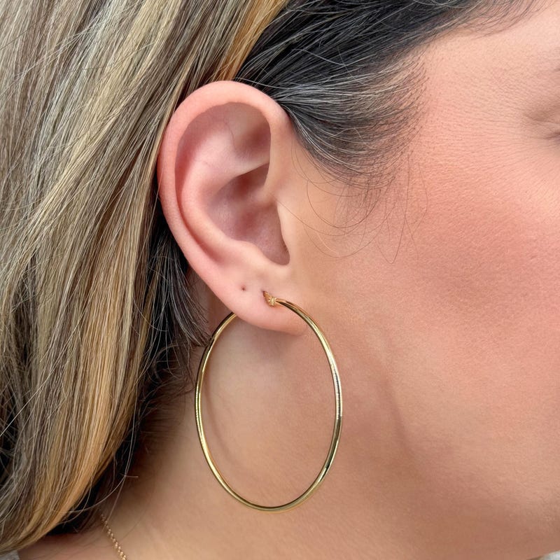 14k Rose Gold Tube Hoop - Etsy