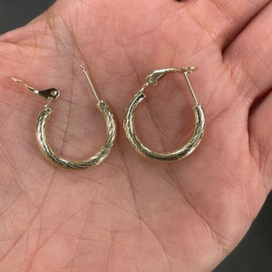 14k Yellow Gold Hoop Earrings - Italian Gold Twisted Hoops - Omega Back ...