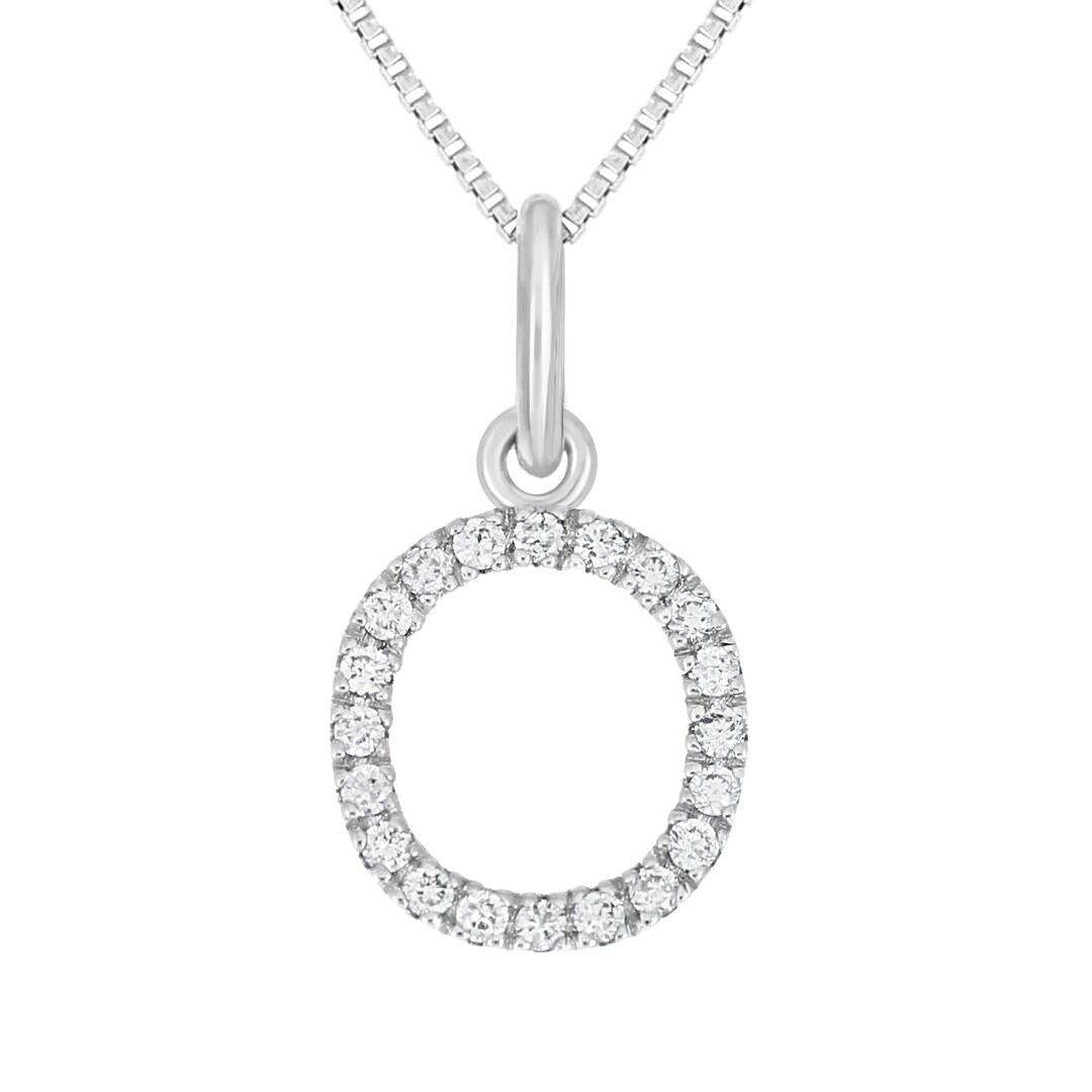 14k Solid Gold Initial Letter O Diamond Pendant Necklace Dainty Diamond ...