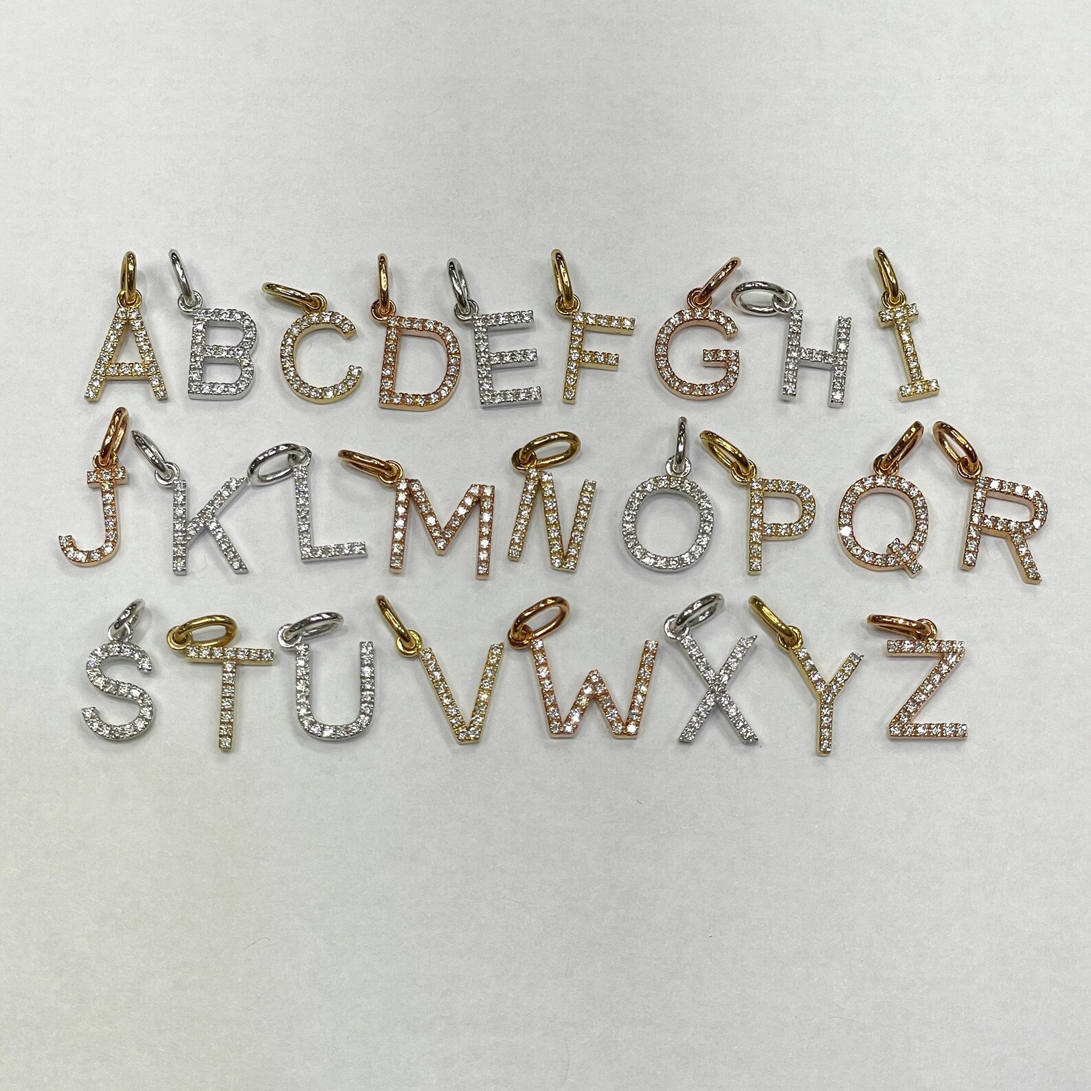 14k Solid Gold Initial Letter Z Diamond Pendant Necklace - Dainty ...