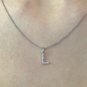 14k Solid Gold Initial Letter L Diamond Pendant Necklace - Dainty ...