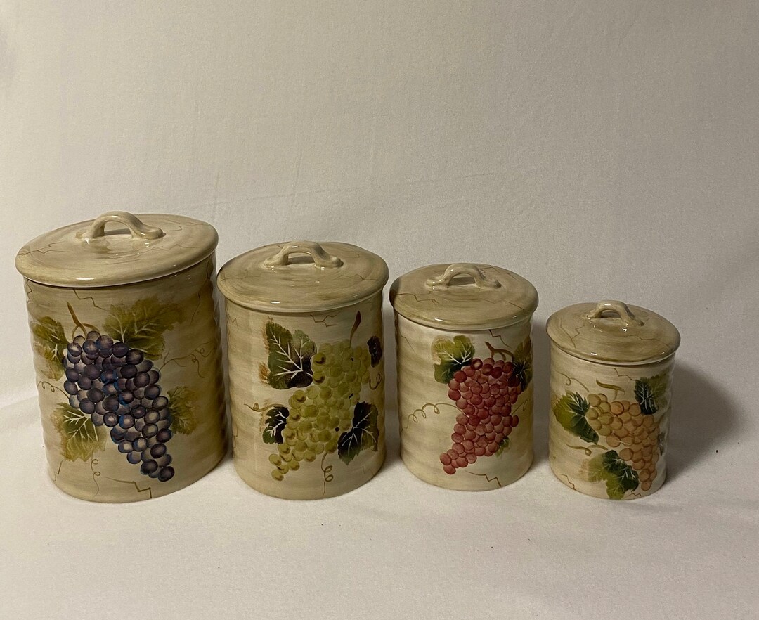 VTG Kitchen Canister Set Fruit Design - Etsy