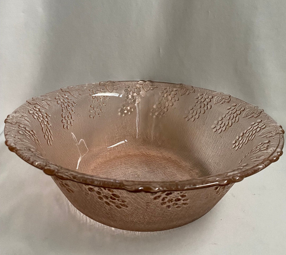 Pink Depression Glass 11” Bowl Grape Design - Etsy
