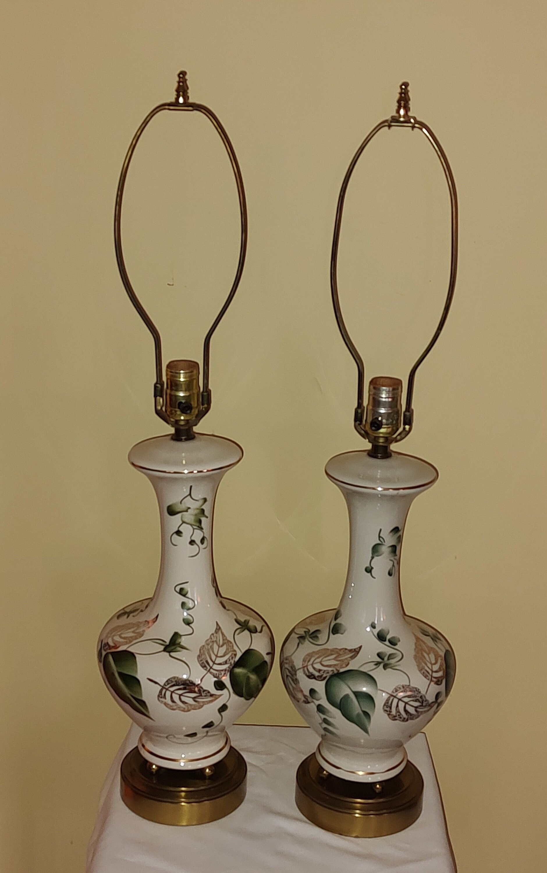Vintage Leaf Design Lamps, Set of 2, Botanical Decor - Etsy