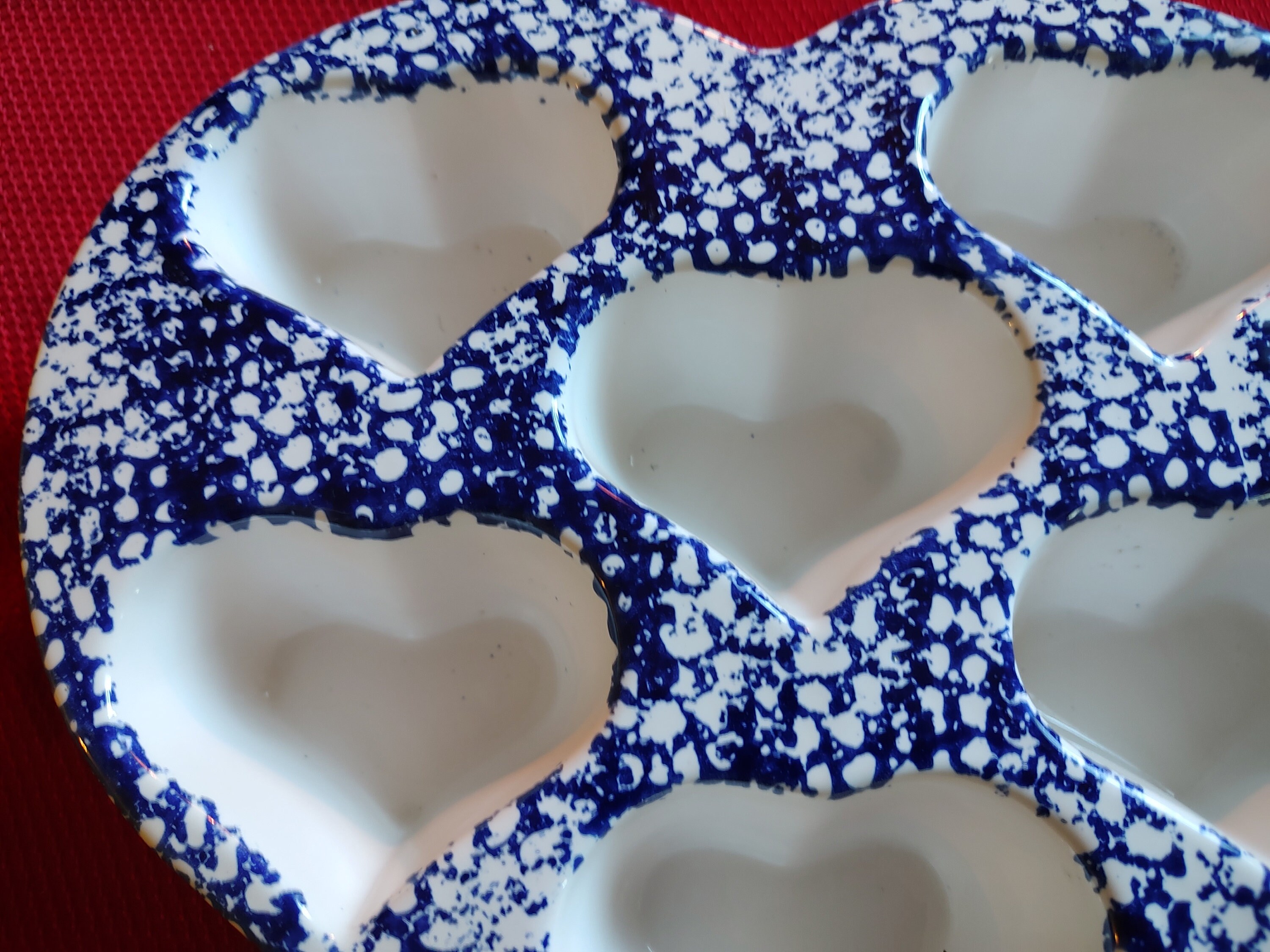 Stoneware Heart Muffin Pans Cupcake Blue Spongeware - Etsy