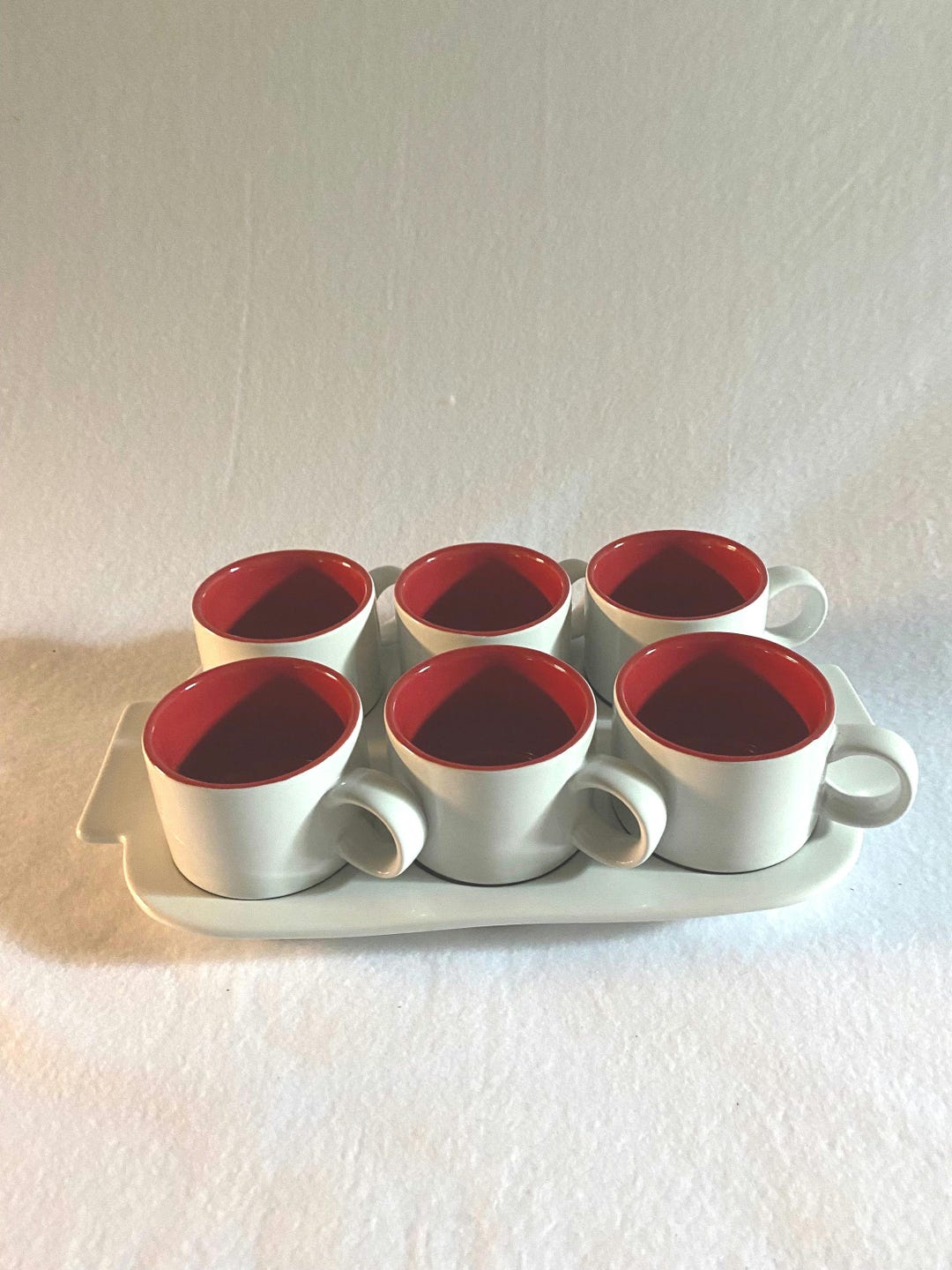 Coffee Mug Set Red and White Croft and Barrow Coffee Mug and Tray Set ...