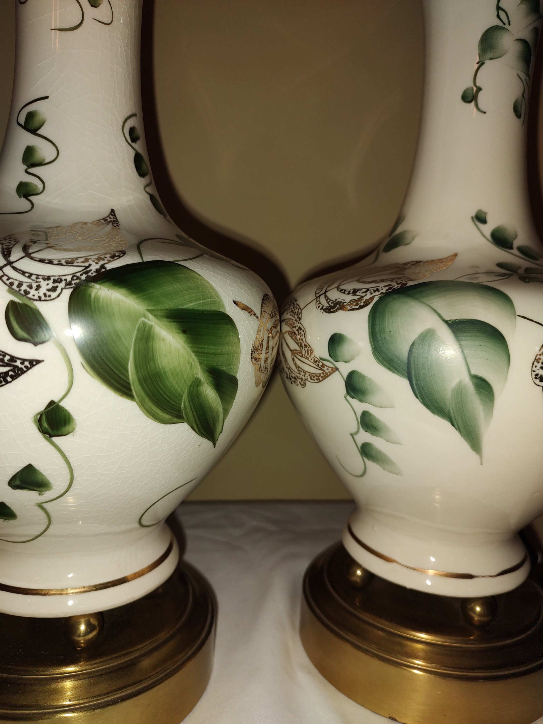 Vintage Leaf Design Lamps, Set of 2, Botanical Decor - Etsy