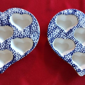 Stoneware Heart Muffin Pans Cupcake Blue Spongeware - Etsy