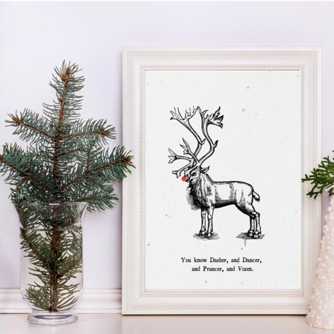 DIGITAL DOWNLOAD PRINT Rudolf Print Christmas Prints Winter Wall Art ...