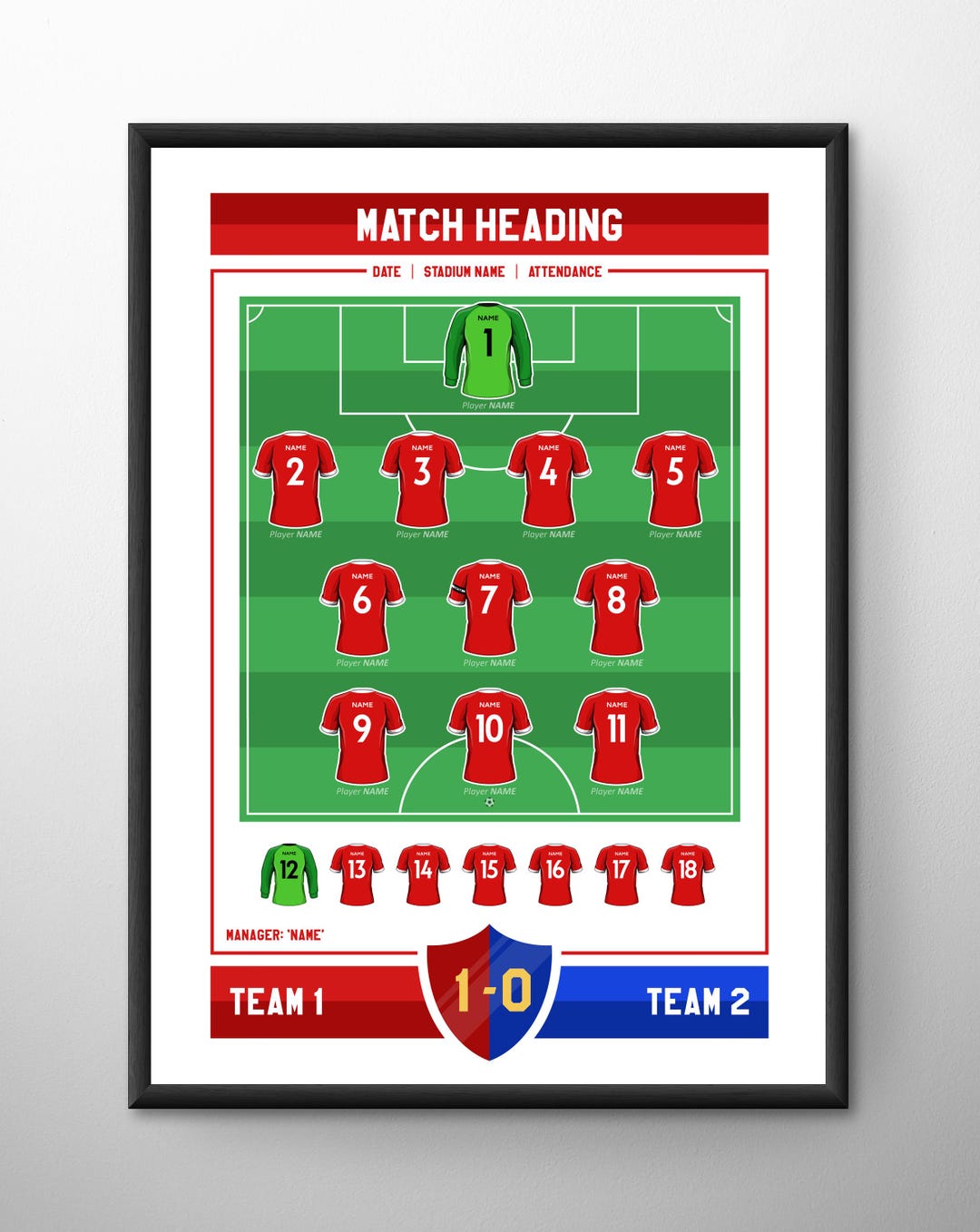 Personalised / Custom Football Match Poster Print | Football | Soccer ...