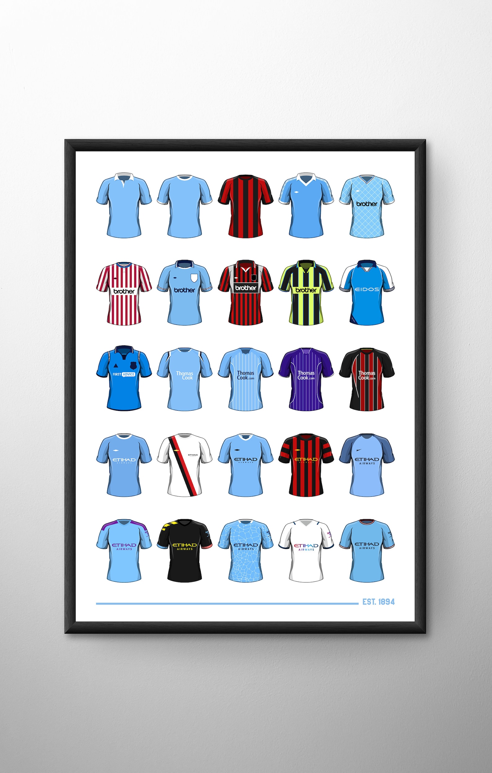 Man City Classic Football Shirts Football Print Wall Art - Etsy UK