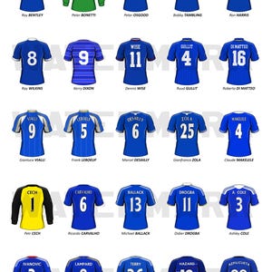 Chels Football Legends Print | Retro Classic Football Shirts Poster ...