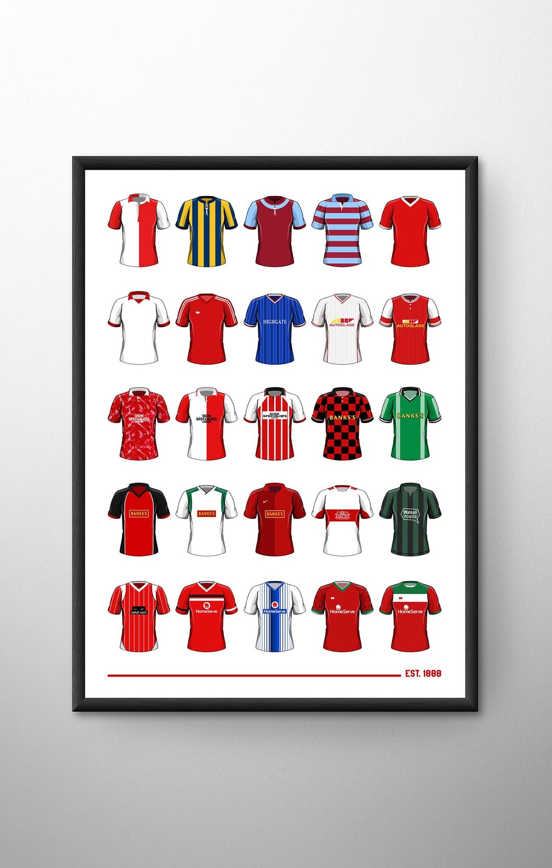 Walsall | Classic Football Shirts | Football Print | Wall Art Poster ...