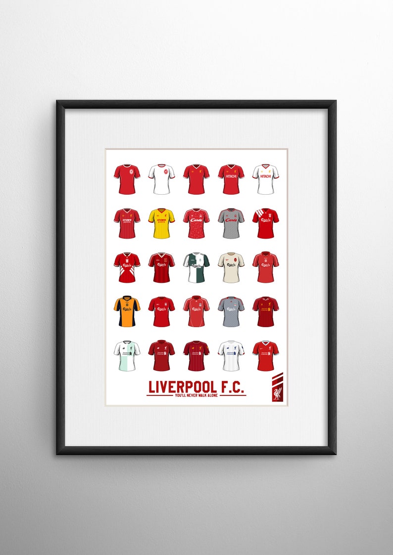 Liverpool Classic Football Shirts Football Print Wall - Etsy
