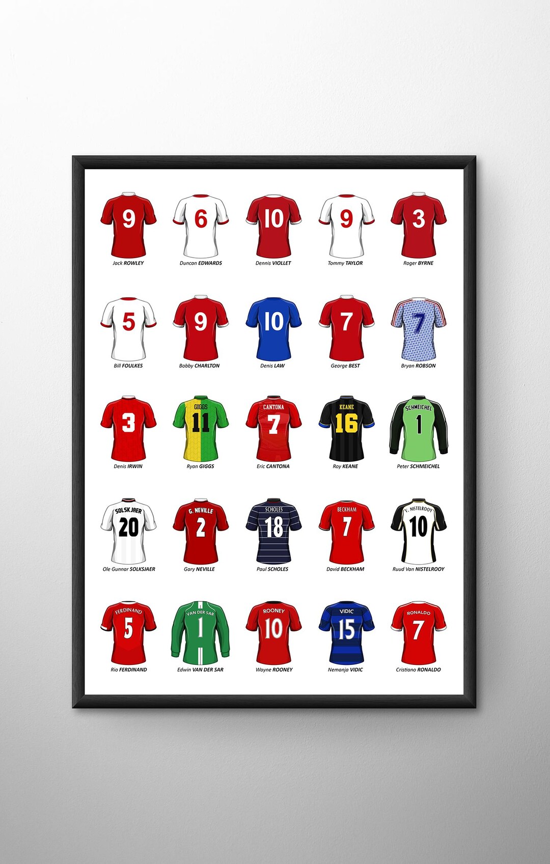 Utd Football Legends Poster Print: A4 / A3 Framed Soccer Wall Art Gifts ...