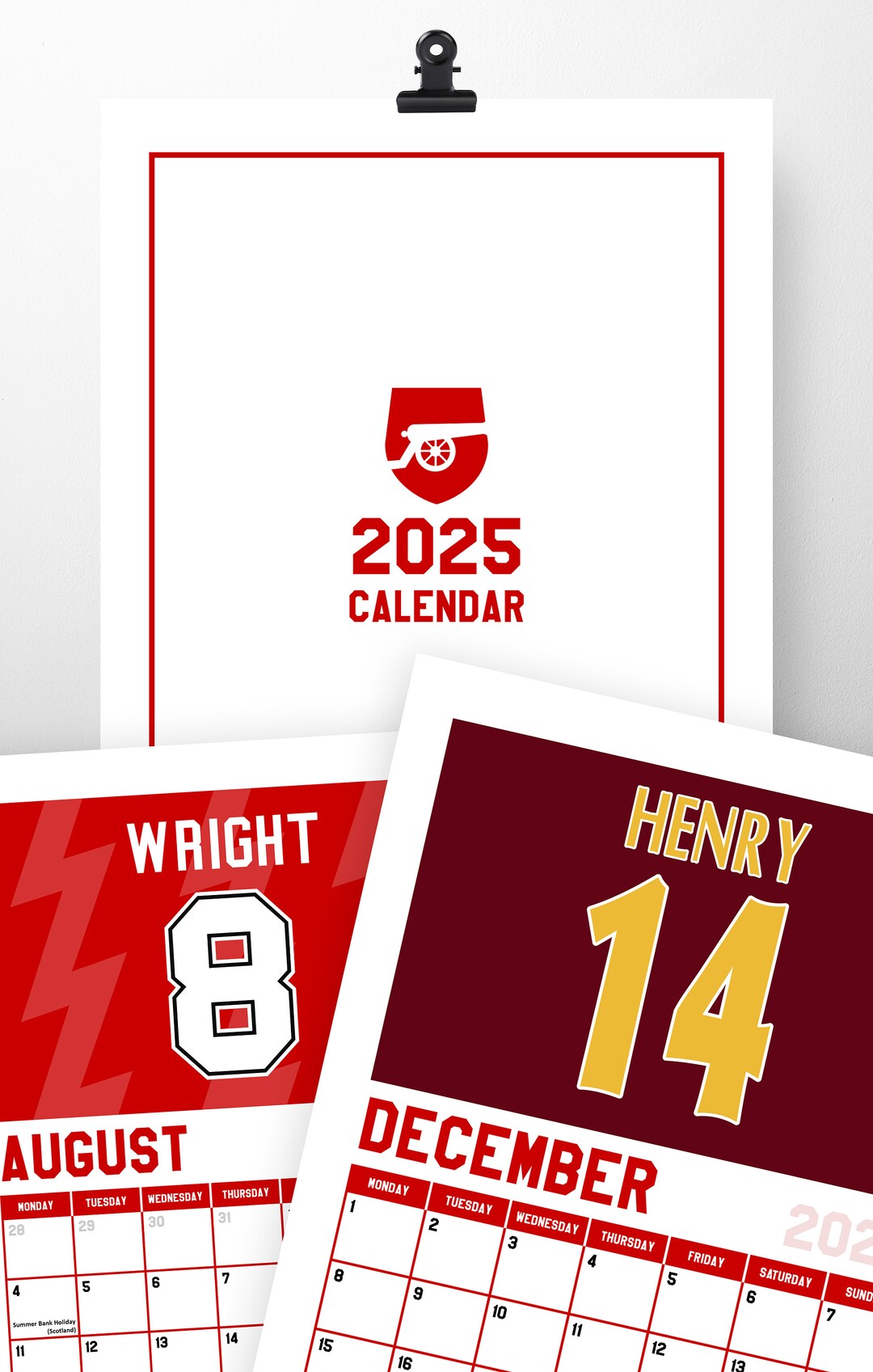 Arsenal 2025 Calendar Club Legends A4 Calendar Wall Calendar Christmas ...