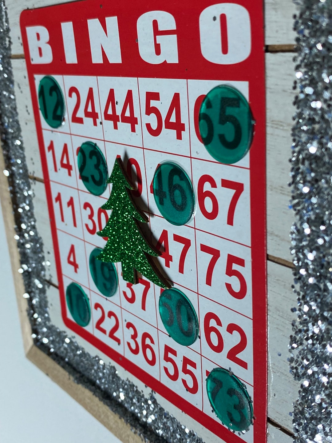 Handmade Crafty Bingo Christmas Tree Free Spot Red Chips Winning FUN ...