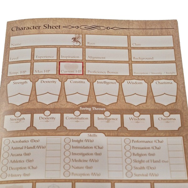 Mini Dnd Character Sheet - Etsy