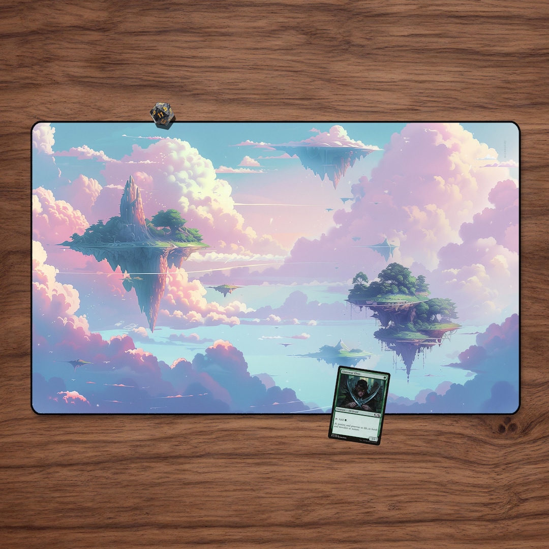 Magic Playmat - Pastel Sky Islands With Zones 23.6" X 13.8" MTG, TCG ...