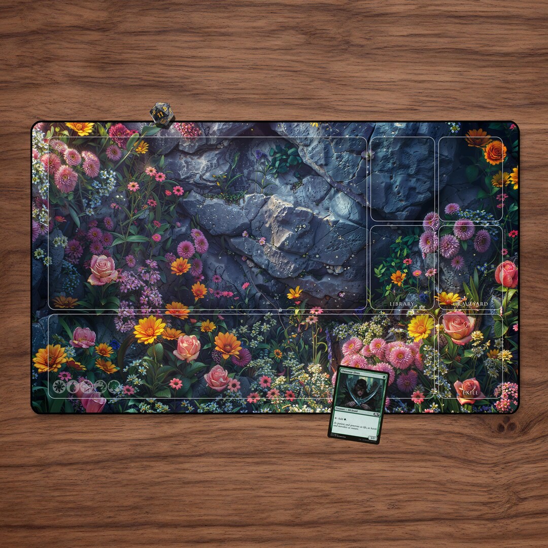 Fantasy Flowers Playmat With Zones 23.6 X 13.8 MTG and Other Tcgs ...