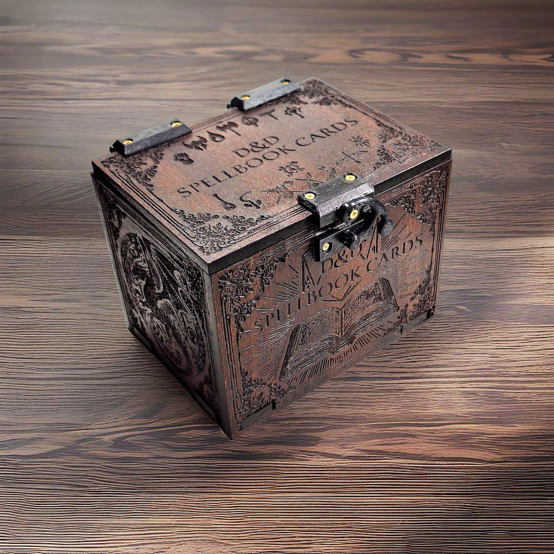 Dnd Wood Box, Spell Card Storage Box, 5e Spell Cards Box, Spellbook ...