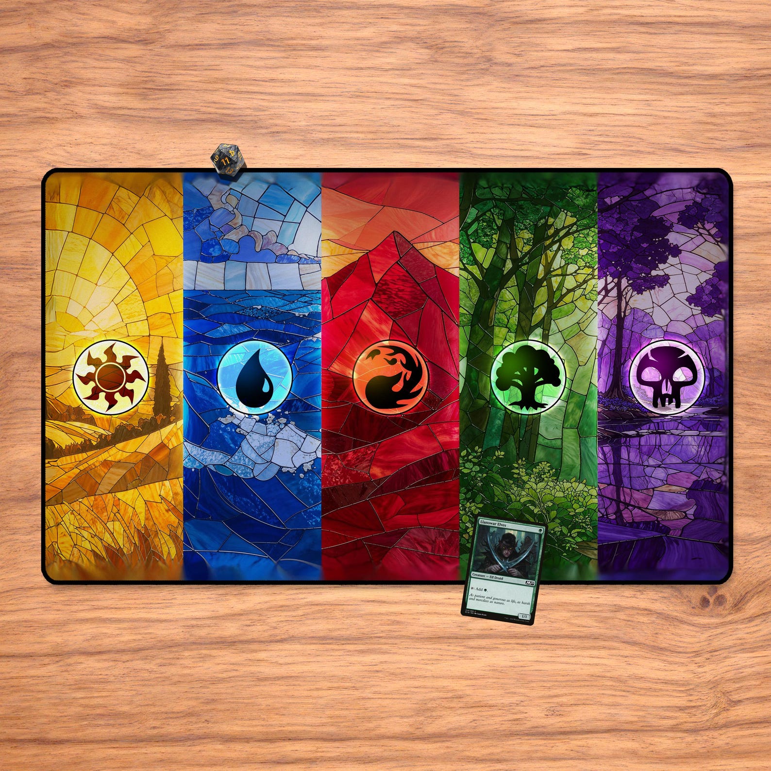 Stained Glass Mana MTG Playmat - Stitched Edge Card Mat - Etsy