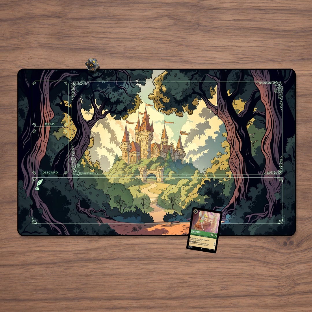 Lorcana Card Playmat Enchanted Castle With Zones 23.6" X 13.8" Tabletop ...