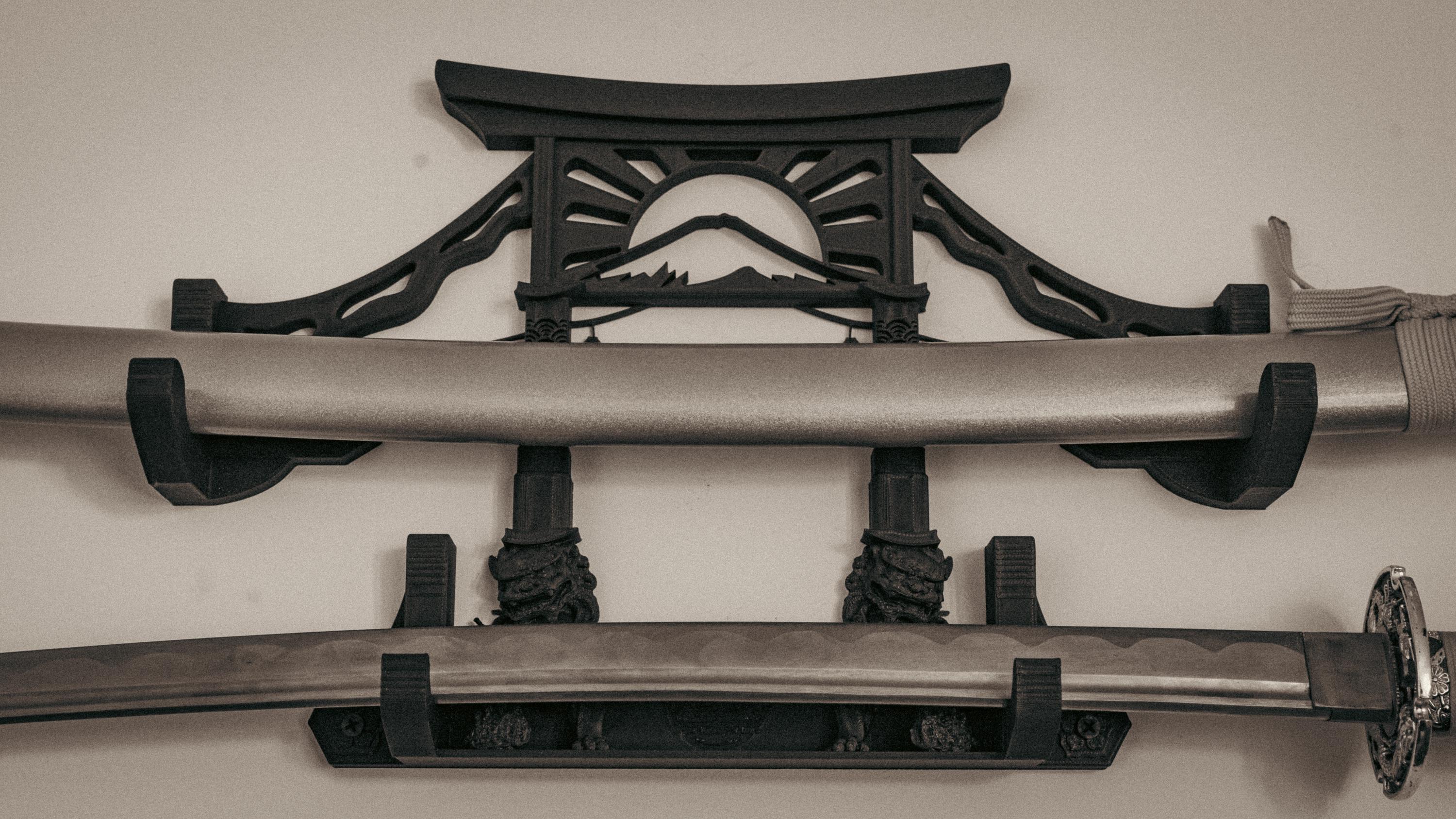 Dual Japanese Katana Wall Mount With Extension – Double Sword Holder - Etsy