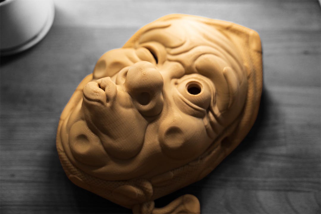 Traditional Japanese Hyottoko Mask – 3D Printed Wall Decor & Noh ...
