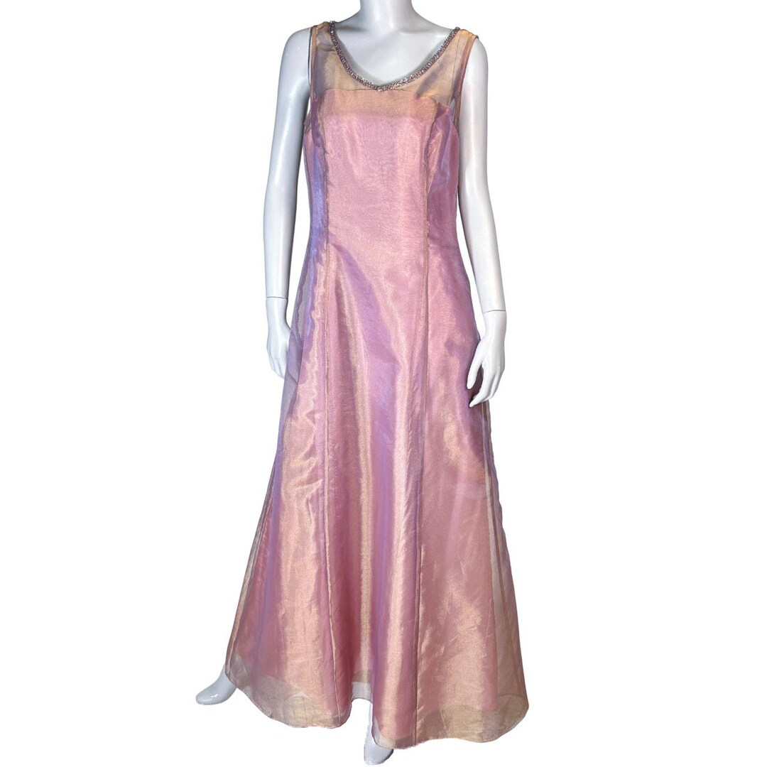 Alex Evenings Y2K Beaded Sheer Layer Iridescent Fairy Maxi Prom Dress ...