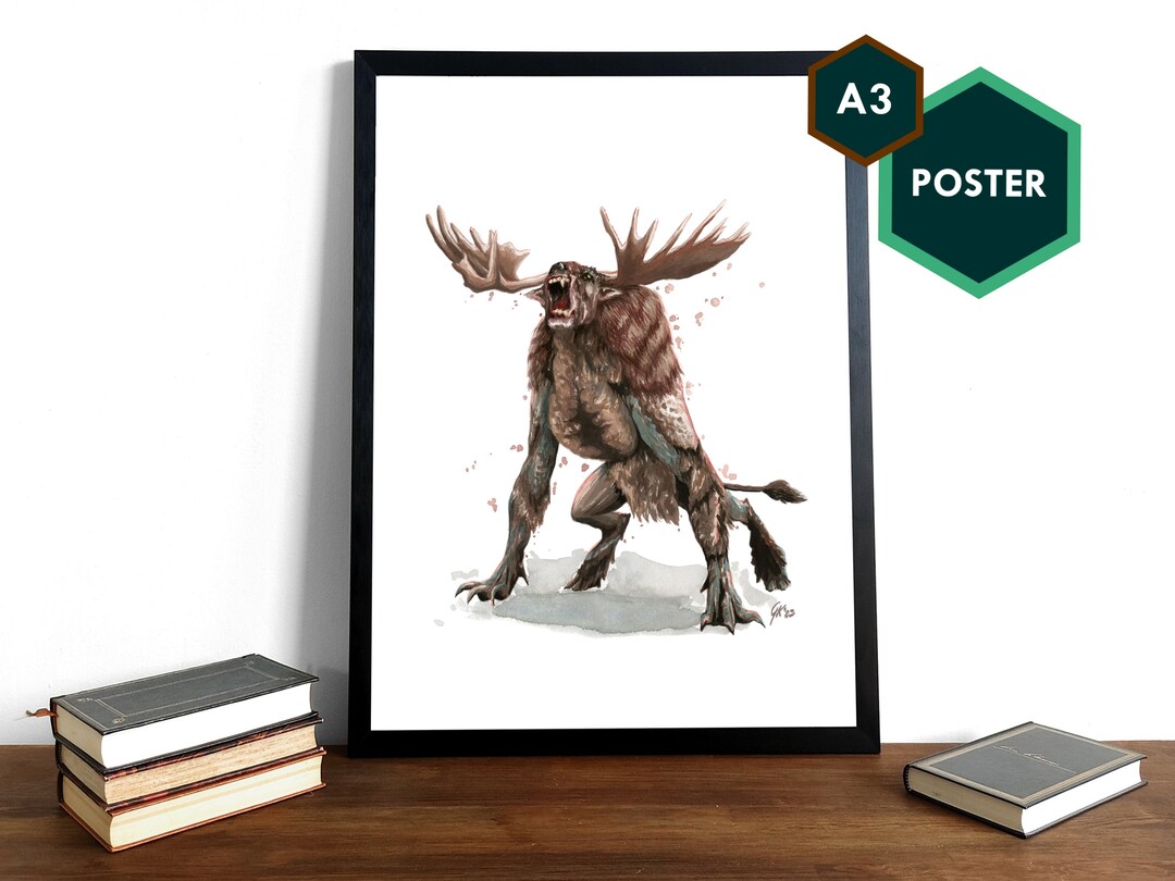 Art Print Hand-painted Fiend, Witcher 3 Bestarium, A3 Wallart Art Print ...