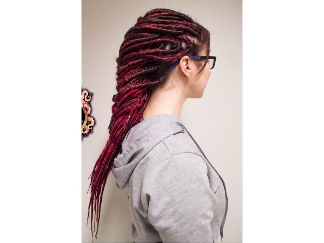 Xfull Set of 40 Dark Red, Twisted Dreadlocks Smooth Dreads, 40cm ...