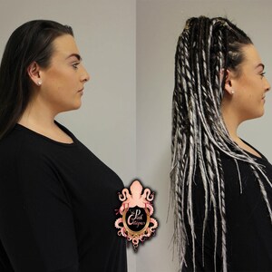 Full Set of 40 Black to Silver Dreads, Twisted 50-60cm, Handmade ...