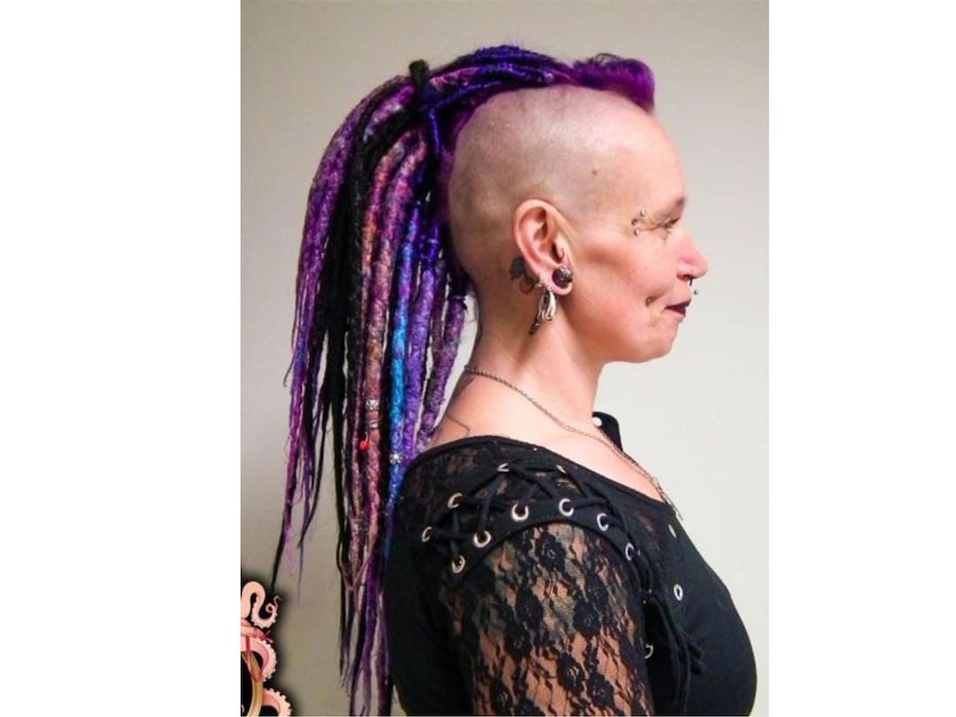 20 Double Dreads, Mix of Black, Purple, Pink, Perfect for Partial Set ...