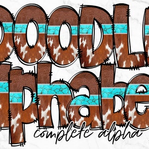 Western Doodle Alphabet PNG, Alphabet Letters PNG Bundle, Hand Drawn ...
