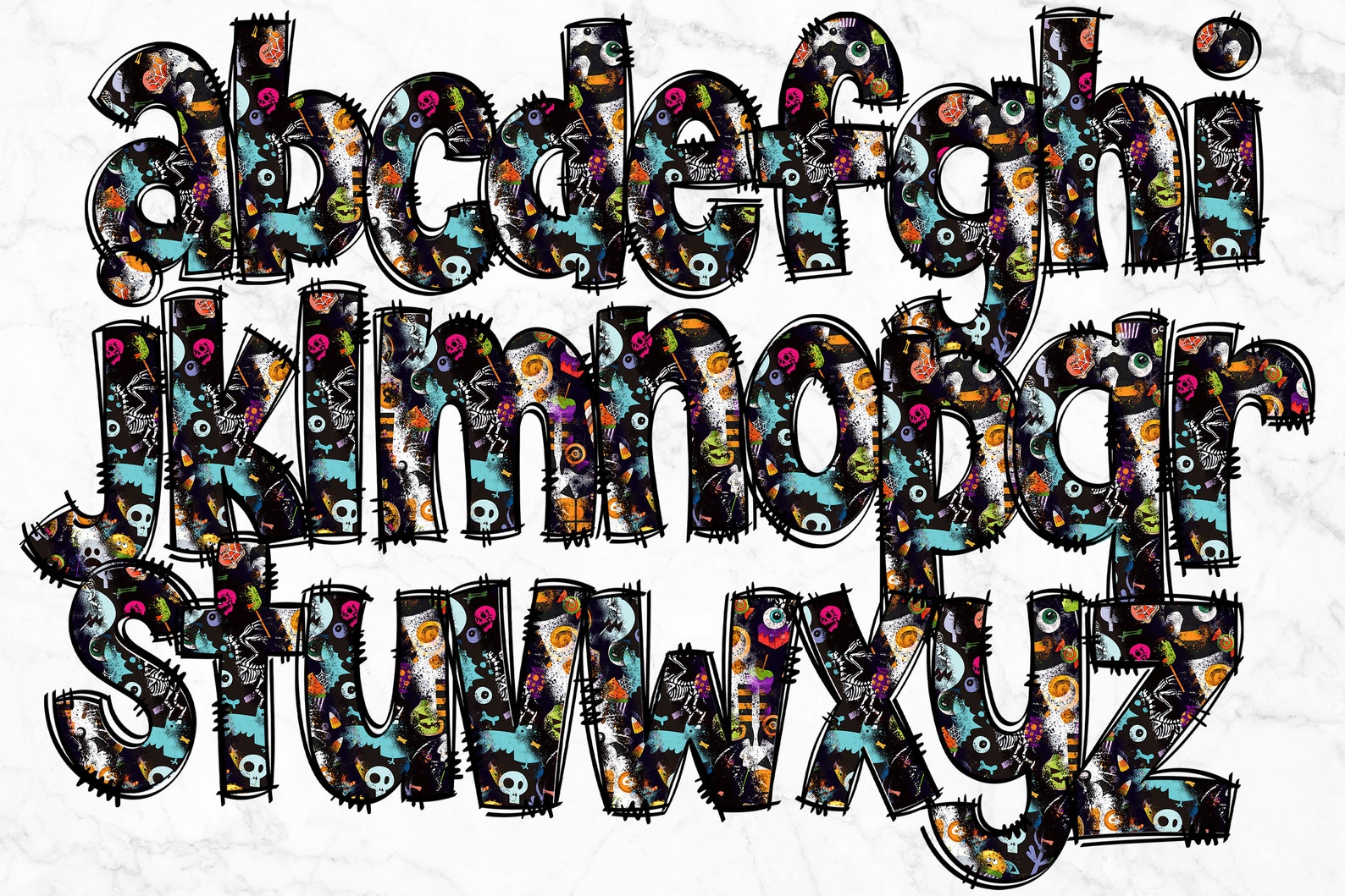 Halloween Doodle Alphabet PNG Alphabet Letters PNG Bundle - Etsy