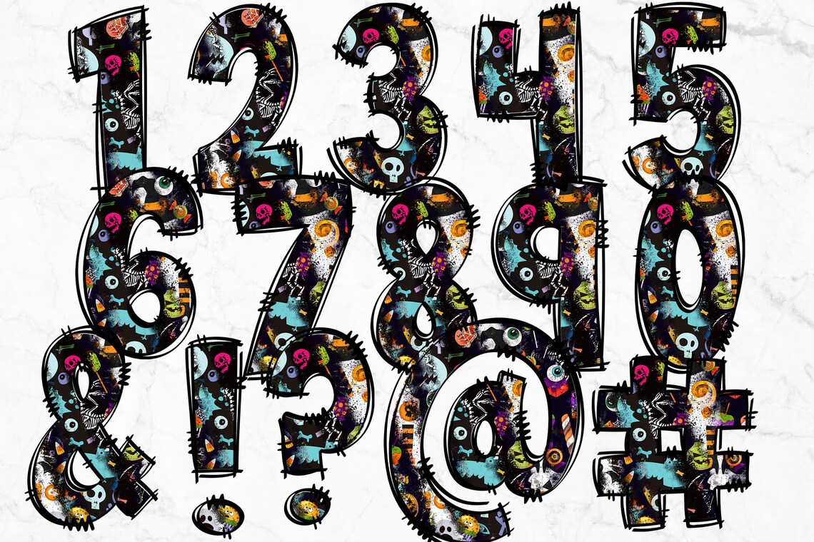 Halloween Doodle Alphabet PNG Alphabet Letters PNG Bundle - Etsy