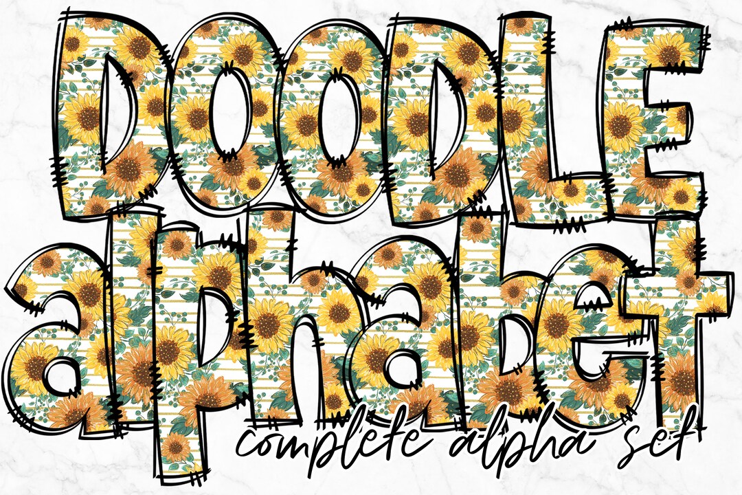 Doodle Alphabet PNG, Alphabet Letters PNG Bundle, Hand Drawn Doodles ...