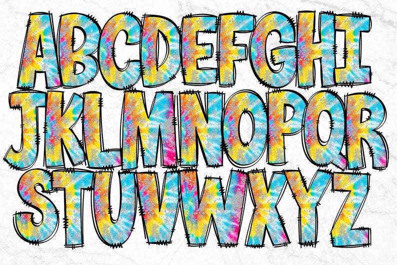 Tie Dye Doodle Alphabet PNG Alphabet Letters PNG Bundle Hand - Etsy