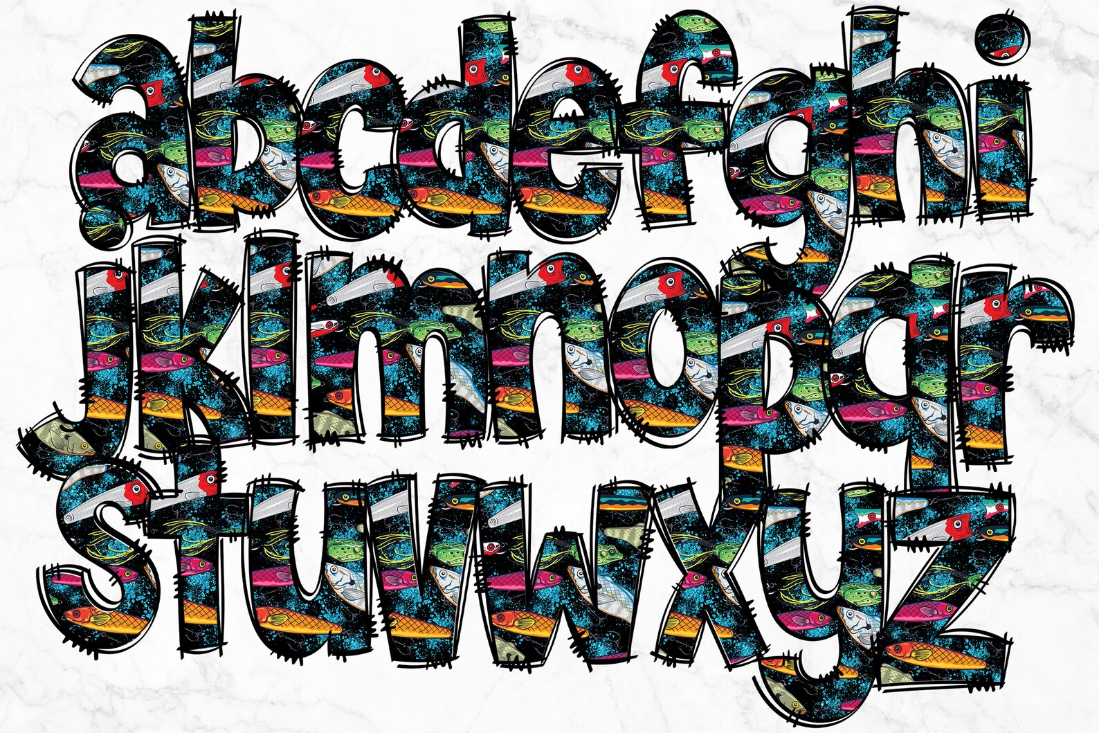 Doodle Alphabet PNG Alphabet Letters PNG Bundle Hand Drawn - Etsy