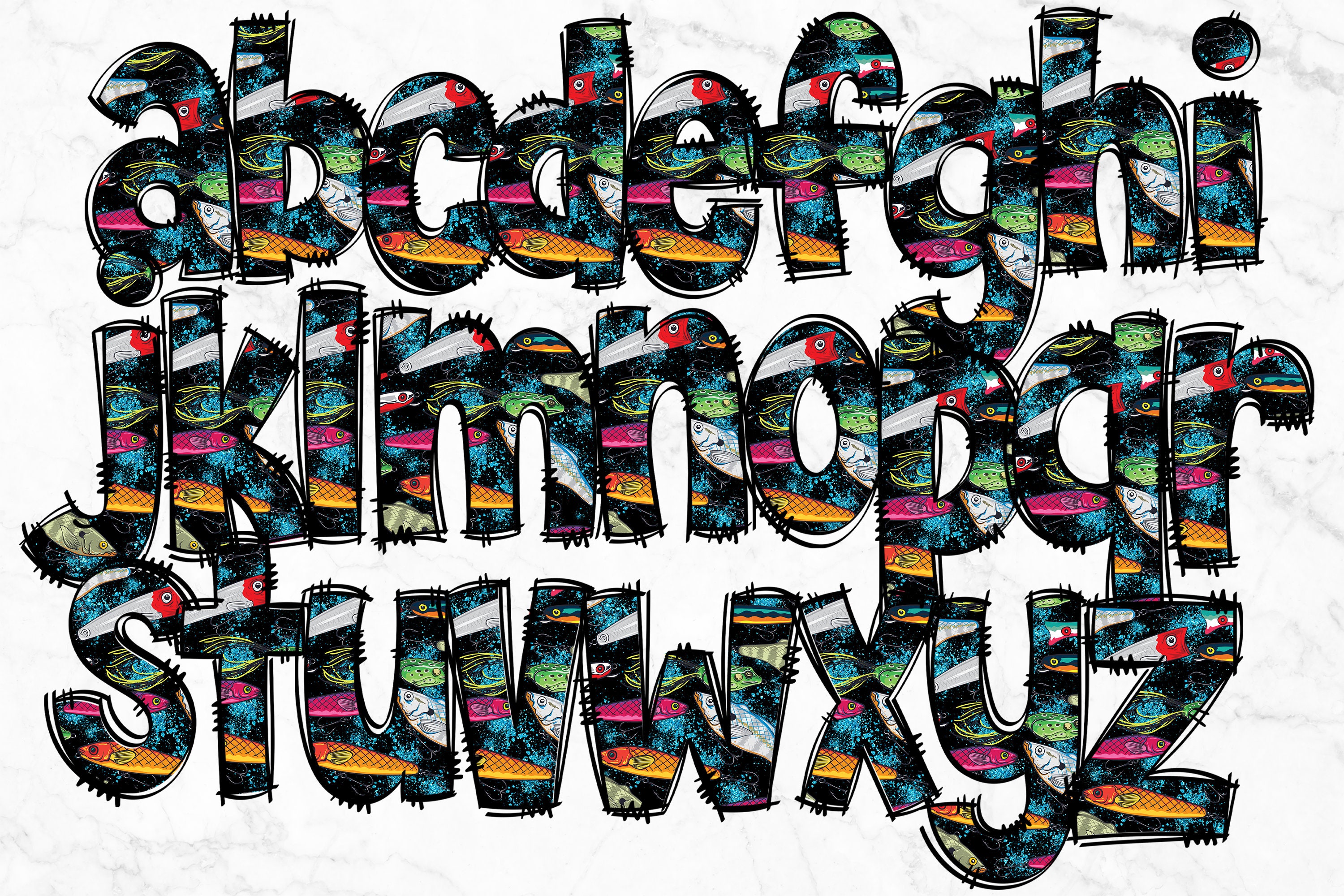 Doodle Alphabet PNG Alphabet Letters PNG Bundle Hand Drawn - Etsy