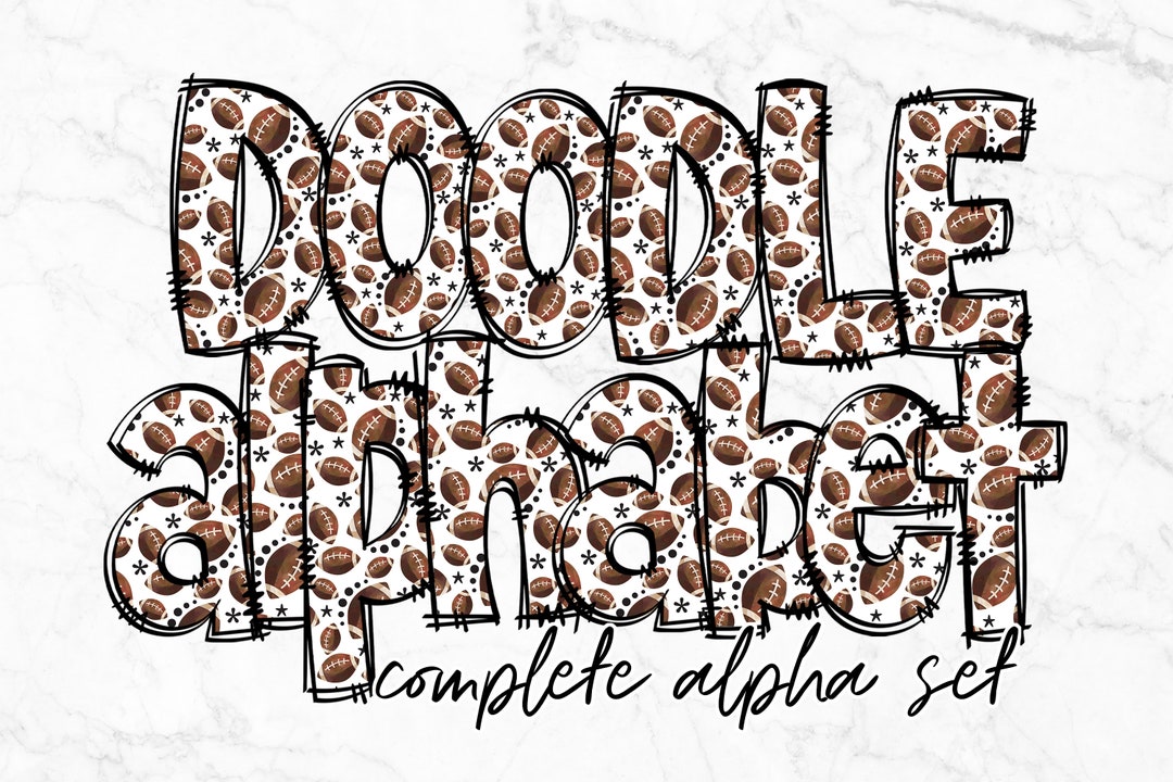 Football Doodle Alphabet PNG, Alphabet Letters PNG Bundle, Hand Drawn ...