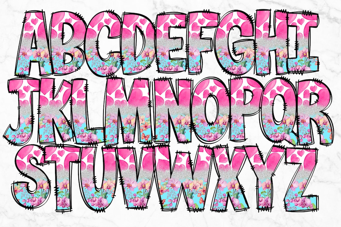 Doodle Alphabet PNG Alphabet Letters PNG Bundle Hand Drawn - Etsy