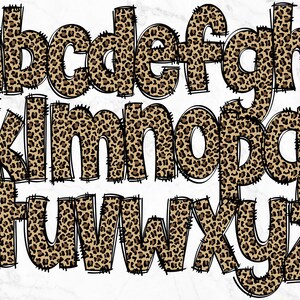 Leopard Print Doodle Alphabet PNG, Alphabet Letters PNG Bundle, Hand ...