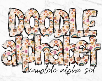 Doodle Alphabet PNG, Alphabet Letters PNG Bundle, Hand Drawn Doodles ...