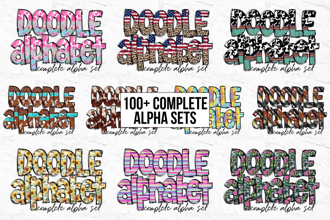 Floral Doodle Alphabet PNG, Alphabet Letters PNG Bundle, Hand Drawn ...