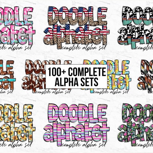 BUNDLE Spring Floral Alphabet PNG Doodle Alpha Doodle - Etsy